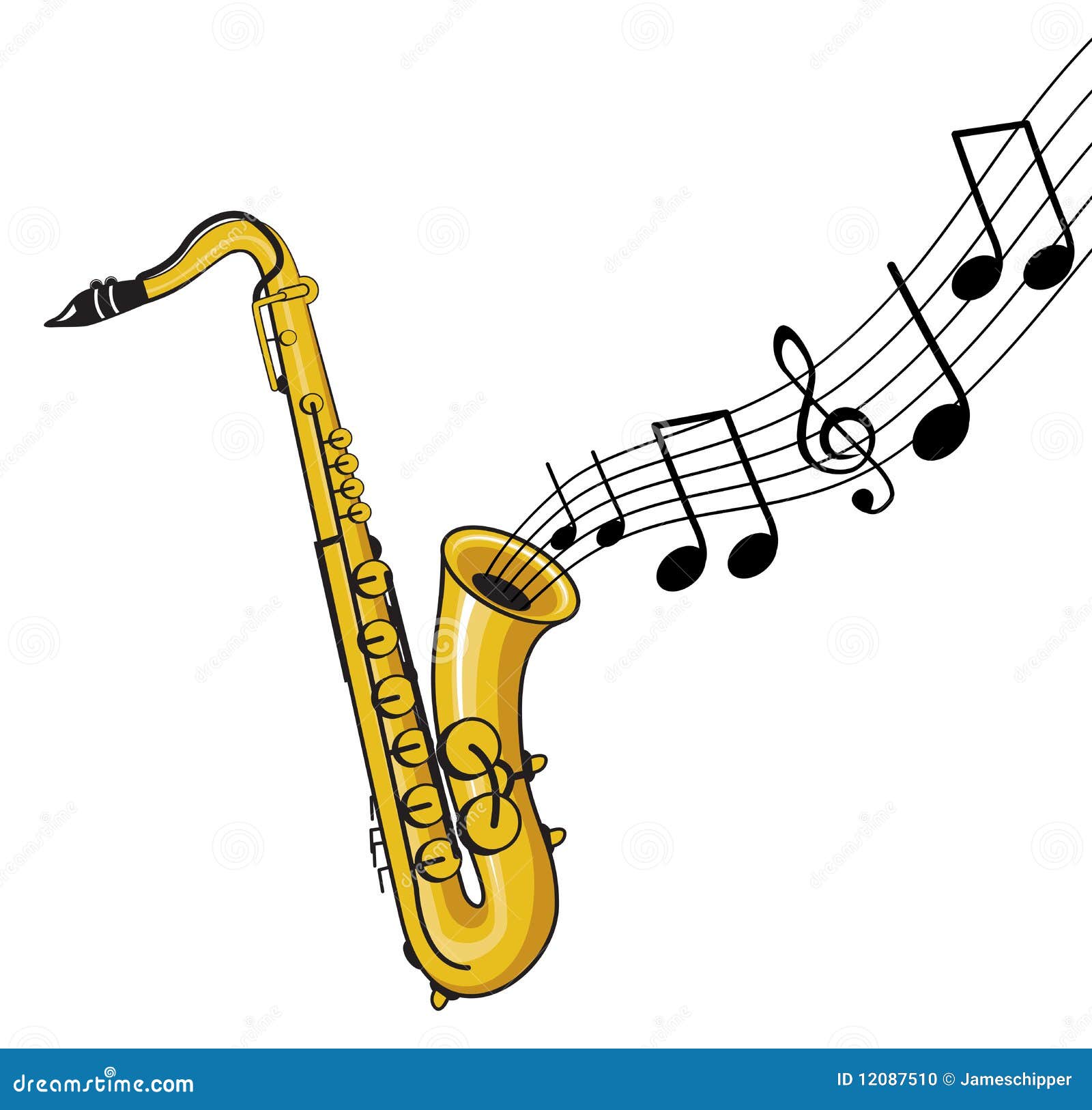 Notes Musicales Avec Le Saxophone Illustration de Vecteur ...