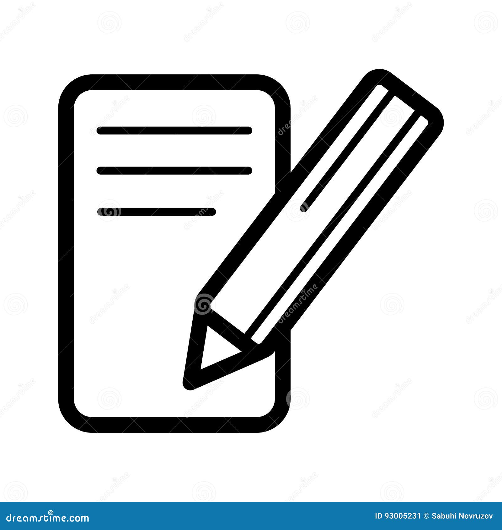 Notes and Pan Vector Icon. Black and White Note Illustration. Outline ...