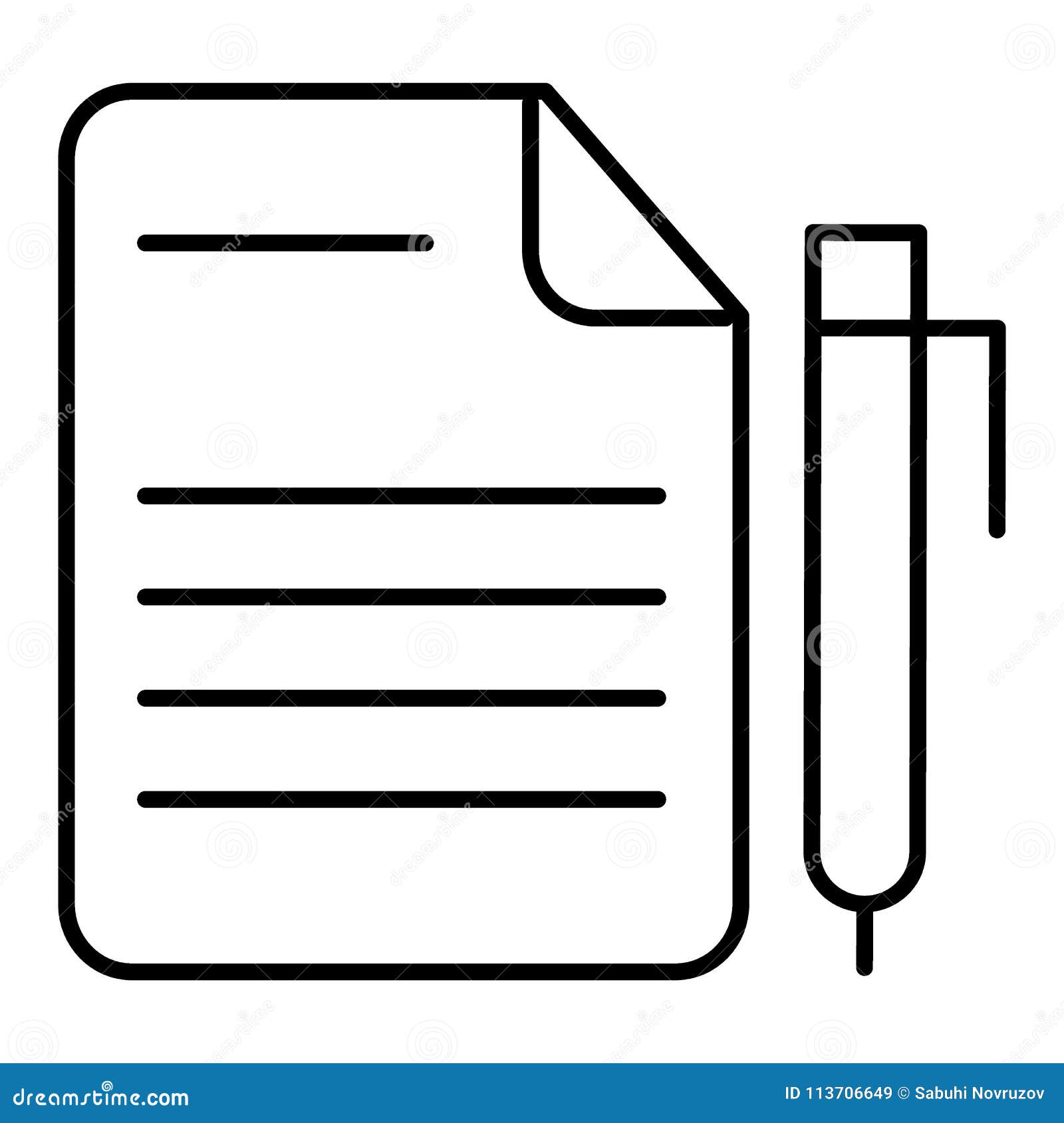 Notes and Pan Vector Icon. Black and White Note Illustration. Outline ...