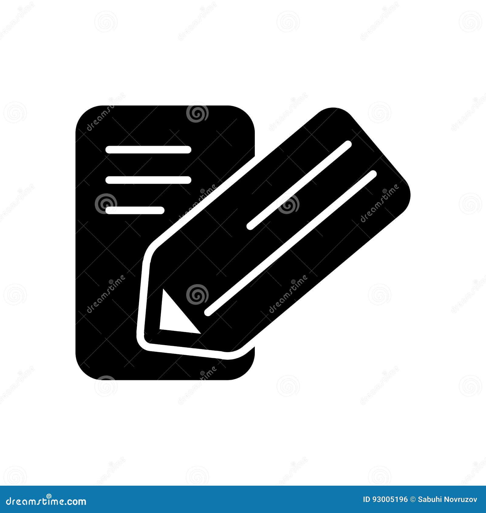 Notes and Pan Vector Icon. Black and White Note Illustration. Solid ...