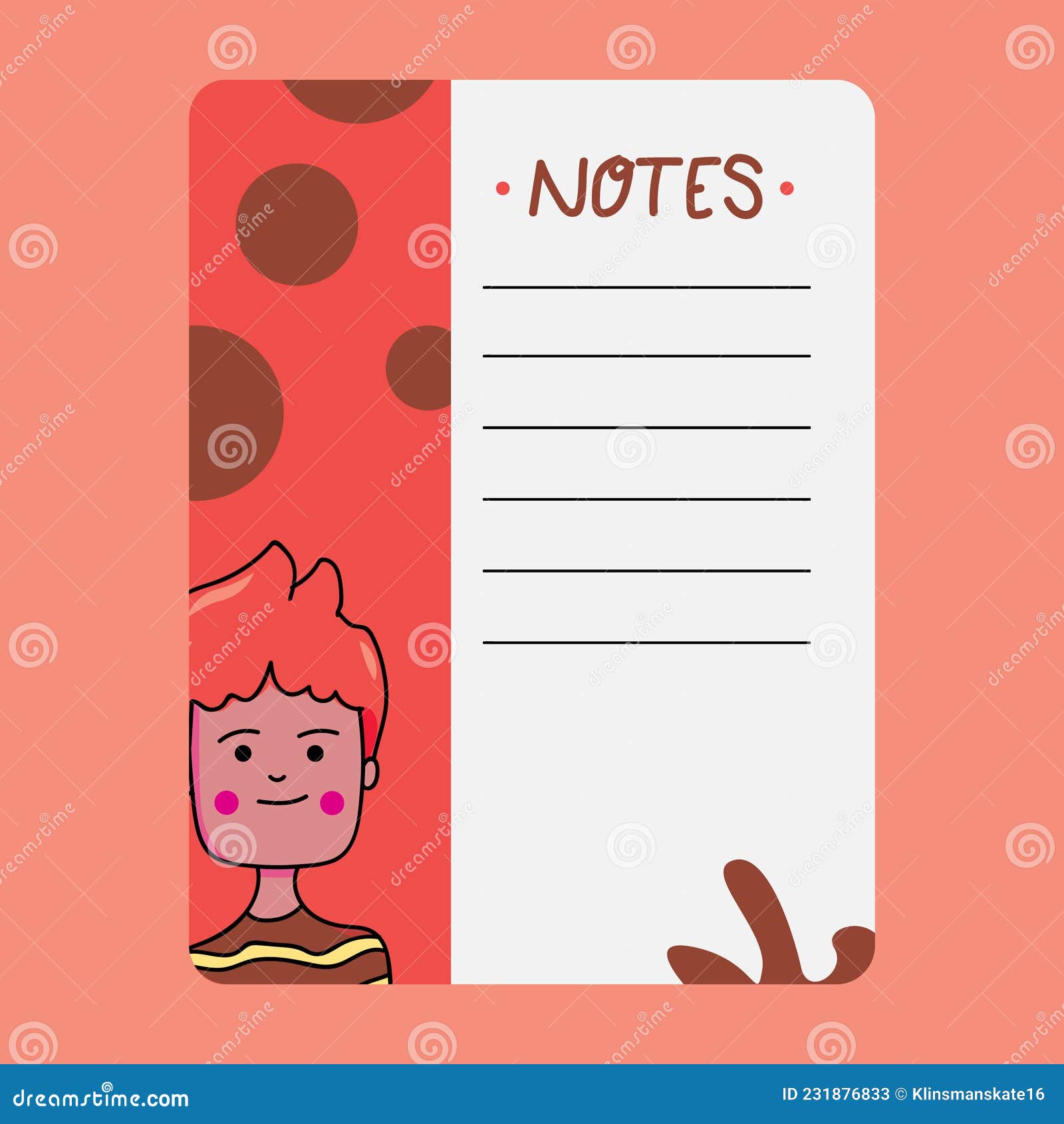Notes Paper with Cute Illustration Boy Stock Vector - Illustration of ...
