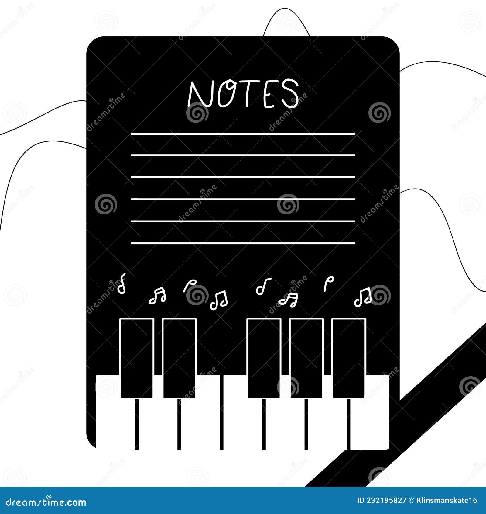 Notes Paper with Piano Design Theme Stock Vector - Illustration of ...