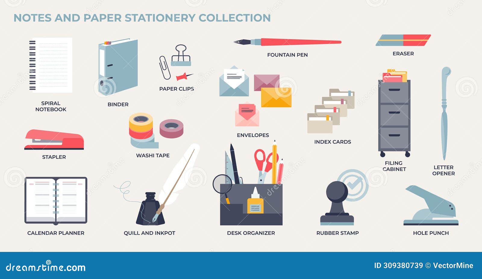 Notes and Paper Stationery for Office and Workspace Tiny Collection Set ...