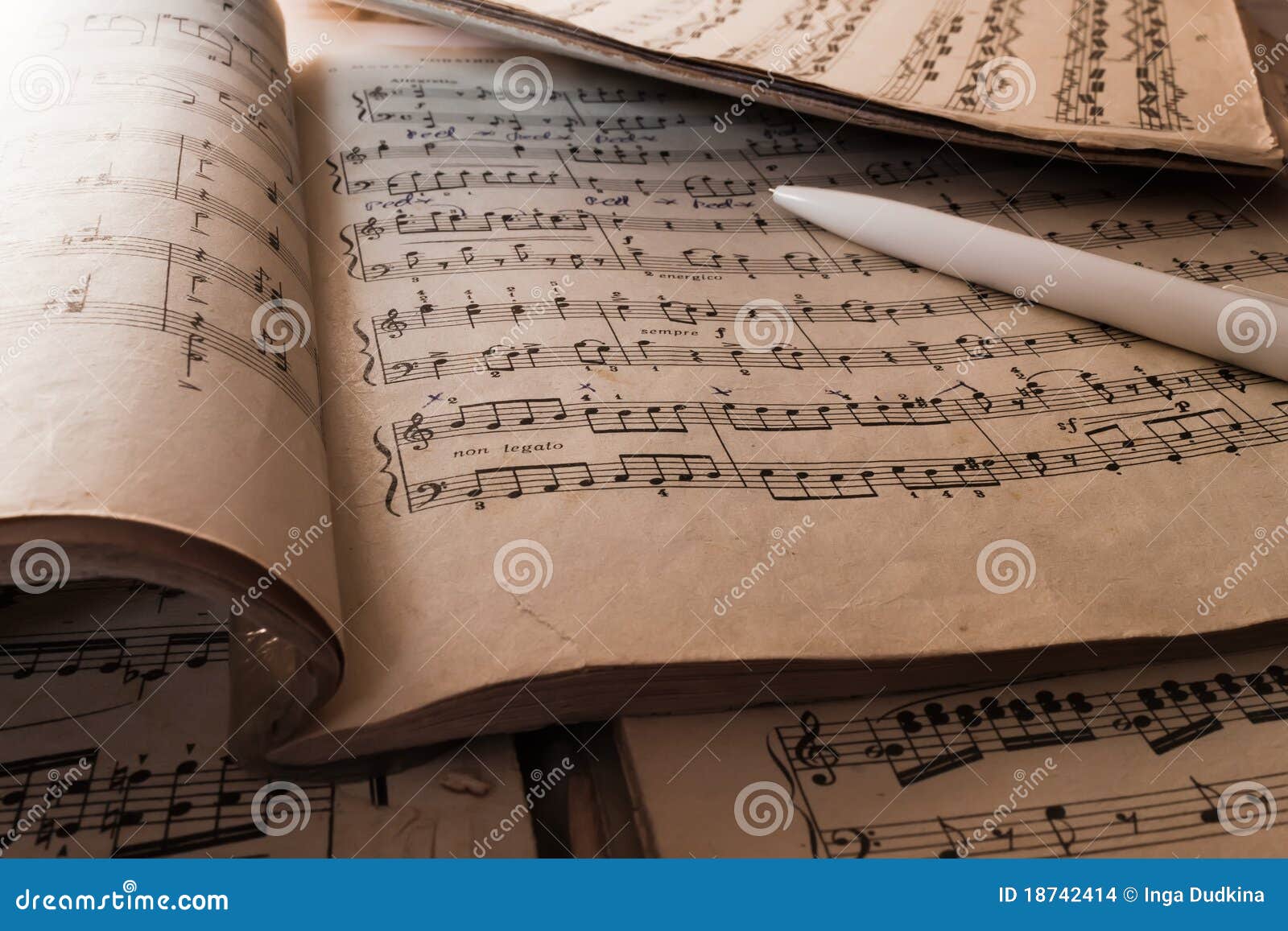 Notes and pen stock photo. Image of instrument, composer - 18742414