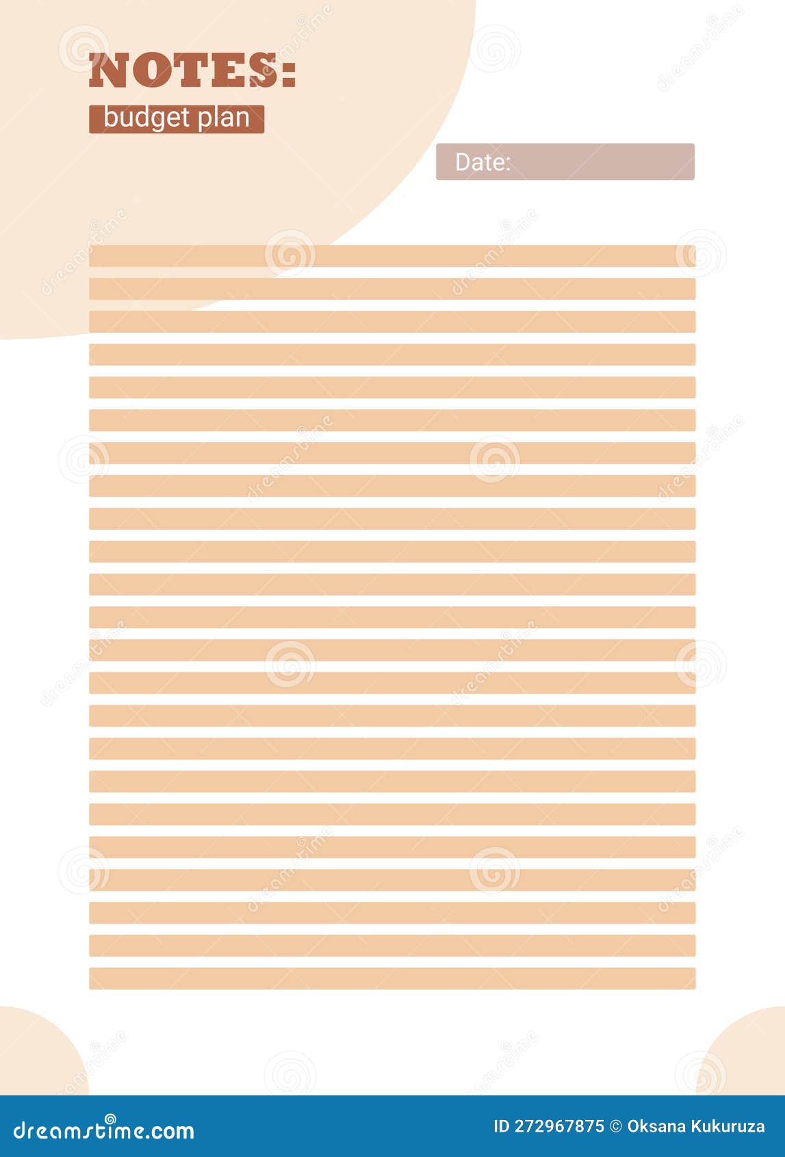 Notes of Personal Monthly Budget Planner, Vector Illustration. Stock ...