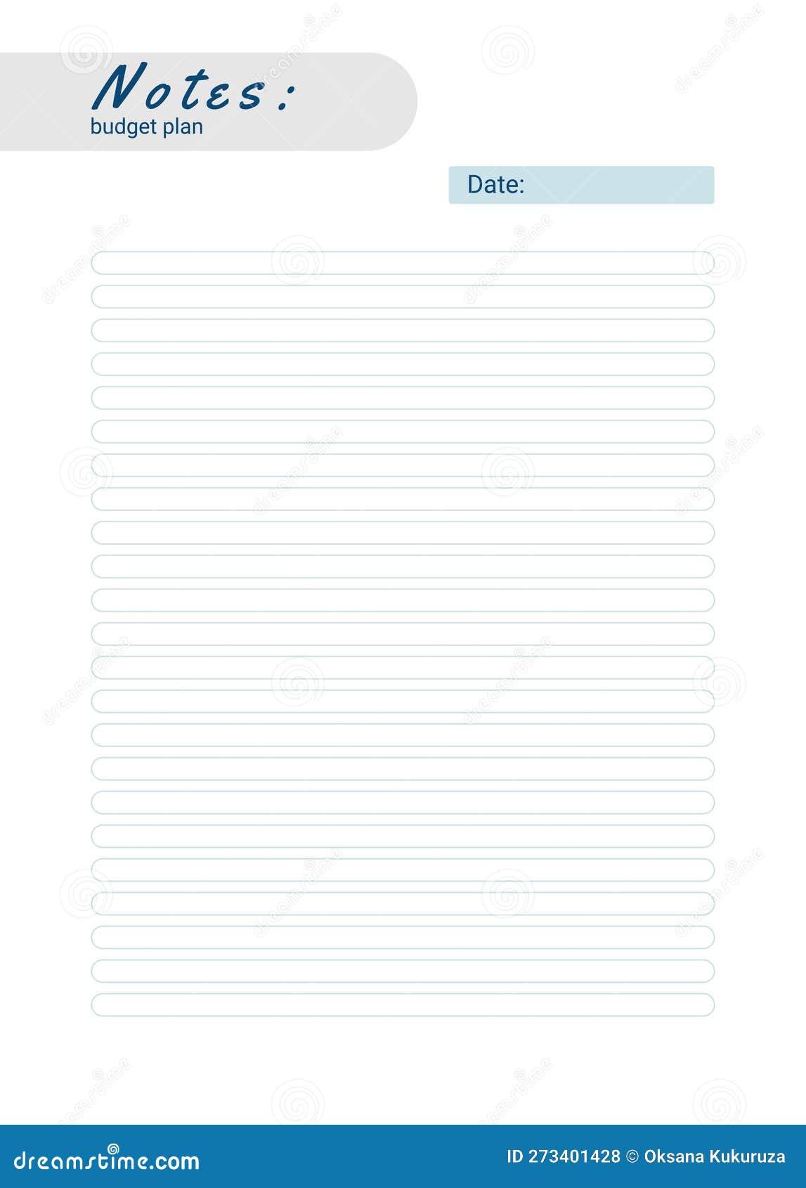 Notes of Personal Monthly Budget Planner, Vector Illustration. Stock ...