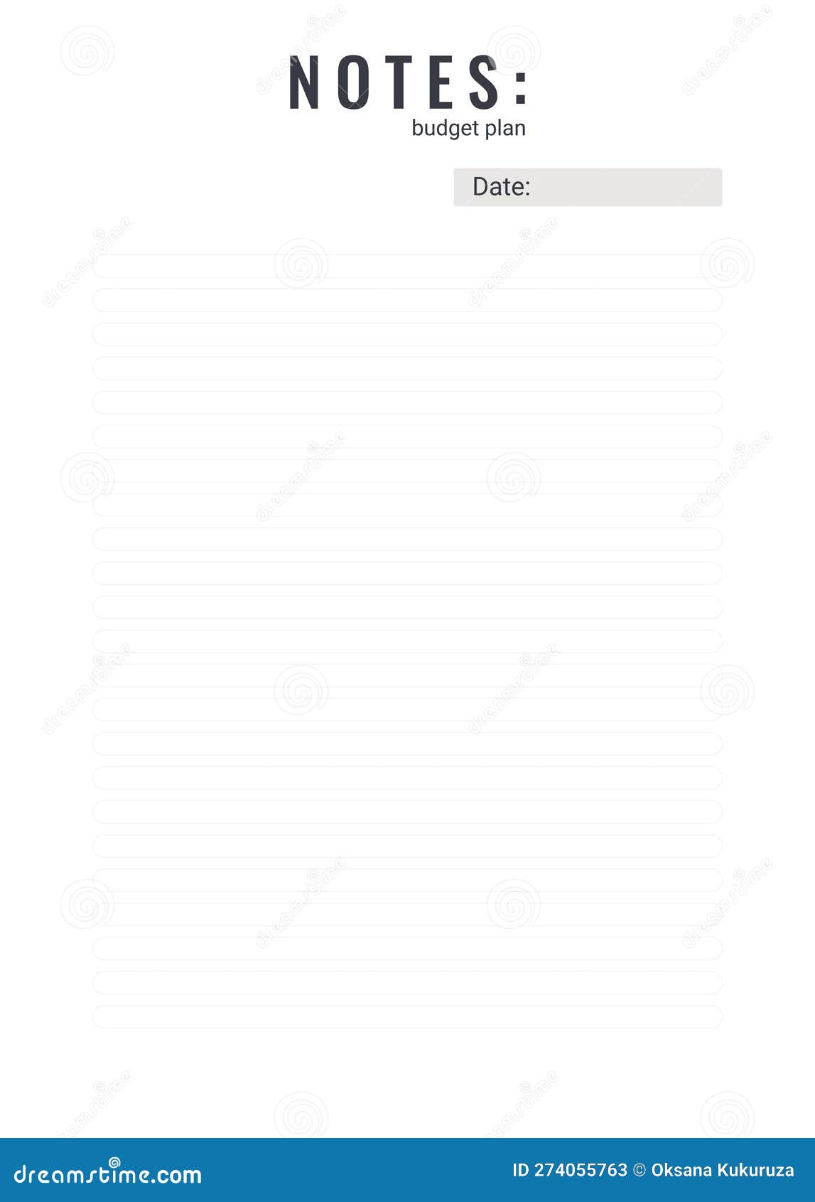 Notes of Personal Monthly Budget Planner, Vector Illustration. Stock ...