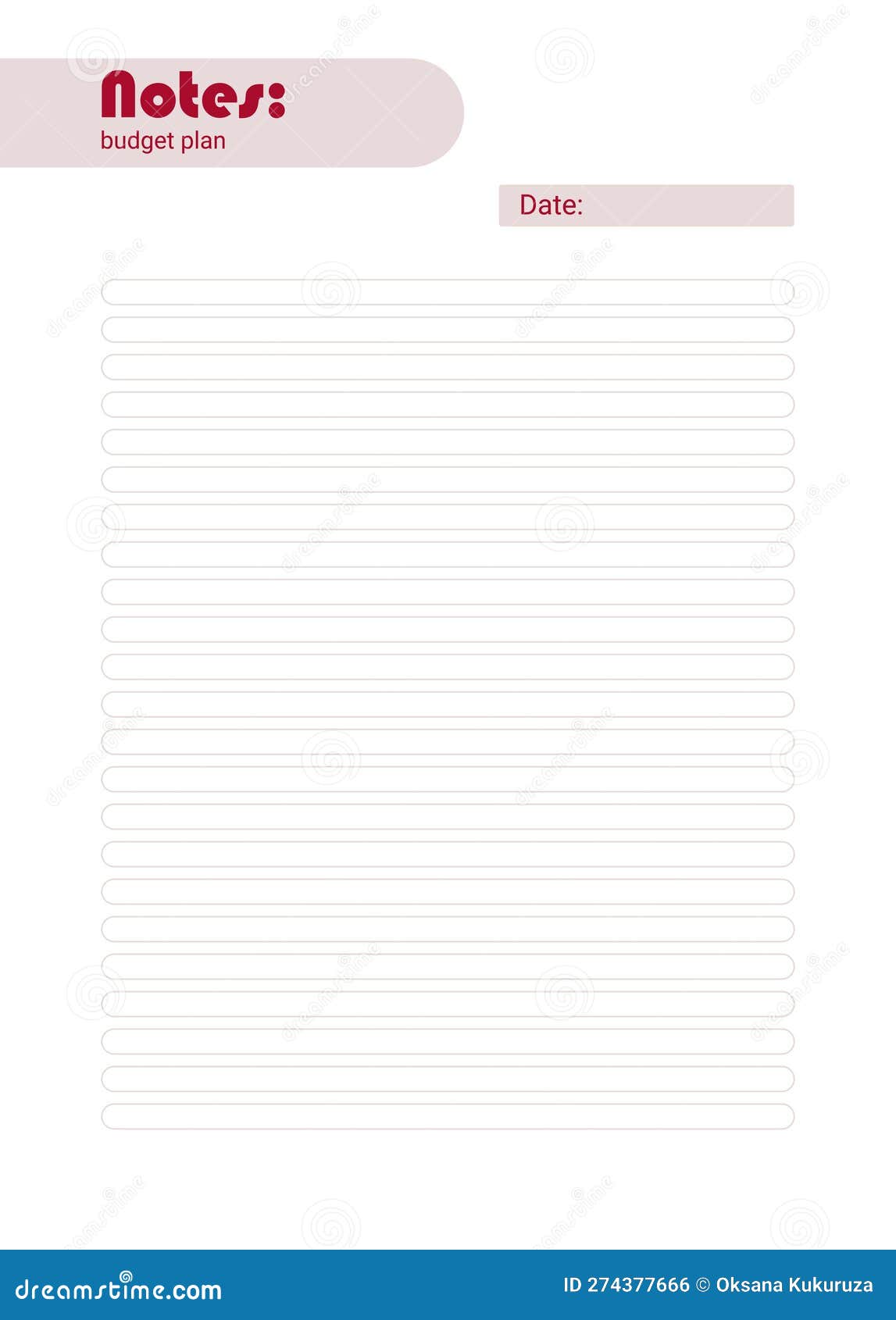 Notes of Personal Monthly Budget Planner, Vector Illustration. Stock ...