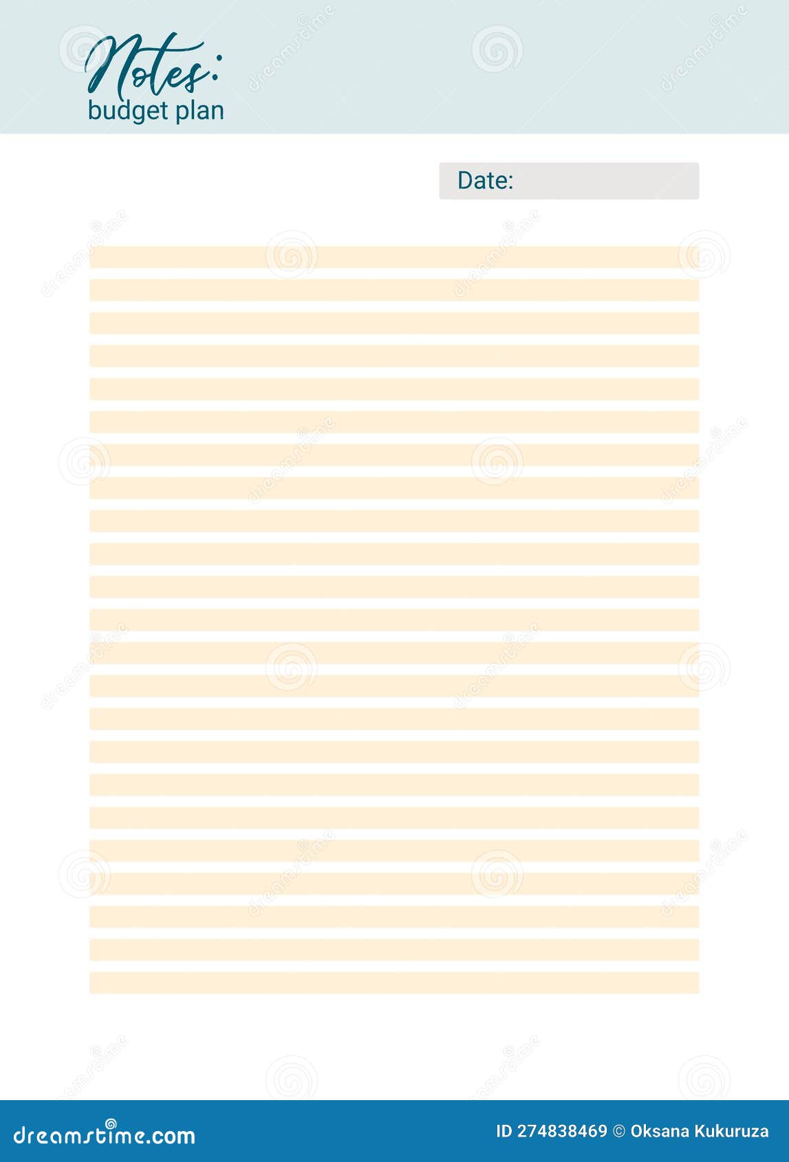 Notes of Personal Monthly Budget Planner, Vector Illustration. Stock ...