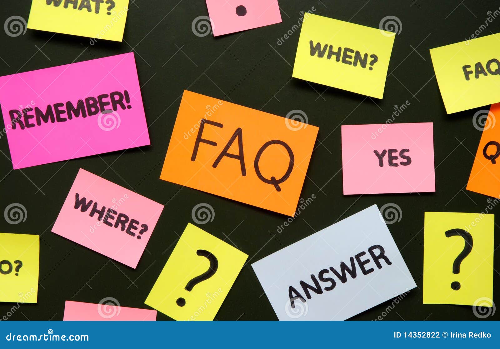 Notes with Questions and Faq Stock Photo - Image of paper, reminder ...