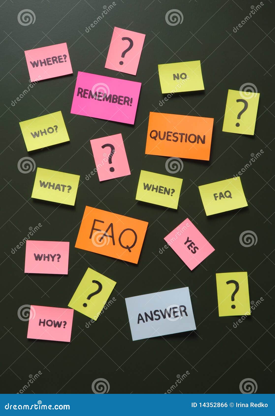 Notes with Questions and Faq Stock Photo - Image of asking, close: 14352866
