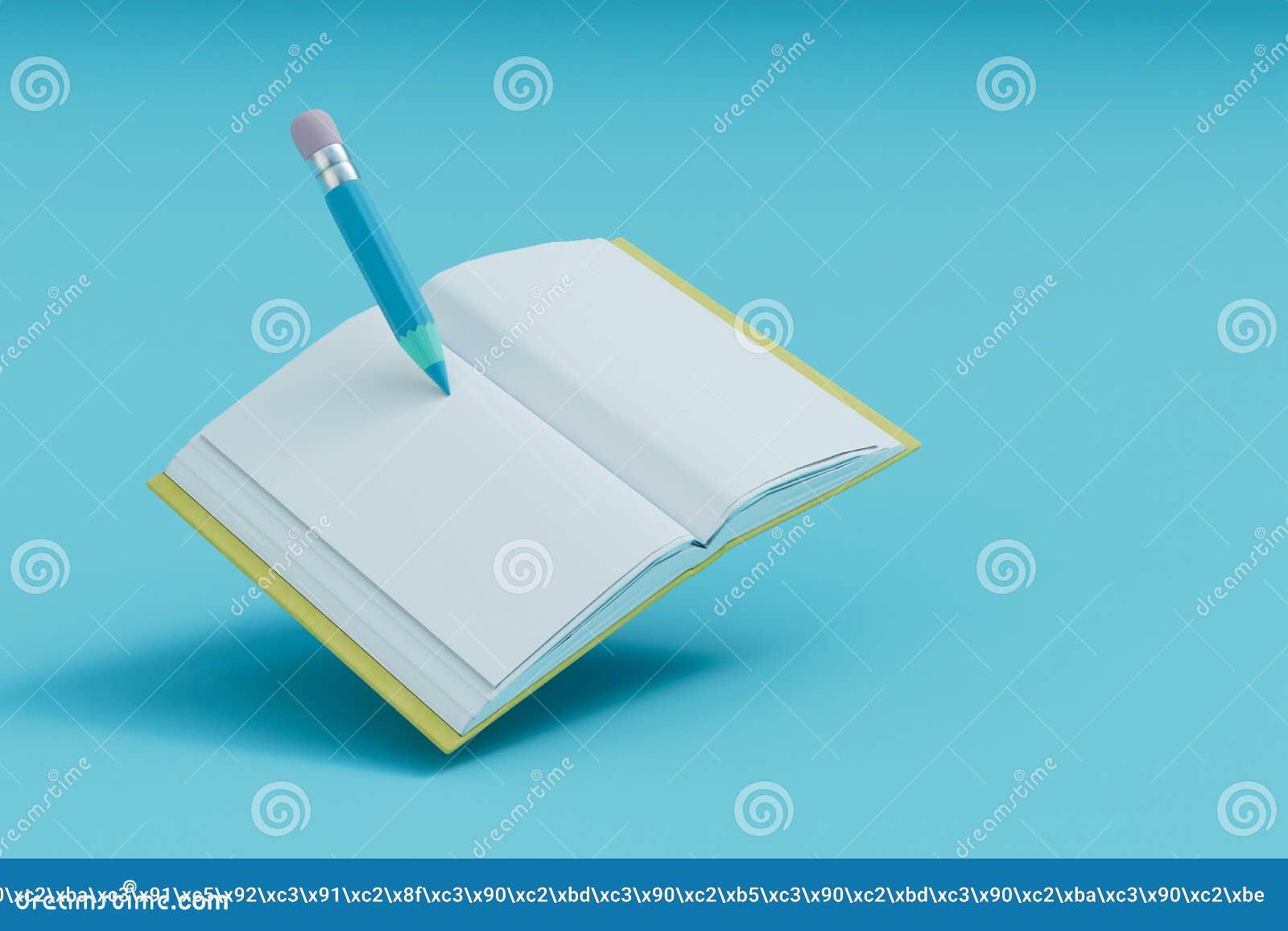 Notes while Reading Books. an Open Book and a Pencil on a Blue ...