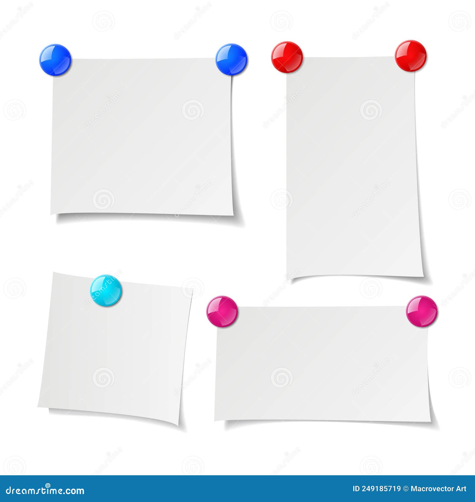Notes, Reminder Papers with Pin Magnet. Vector Set Stock Vector ...
