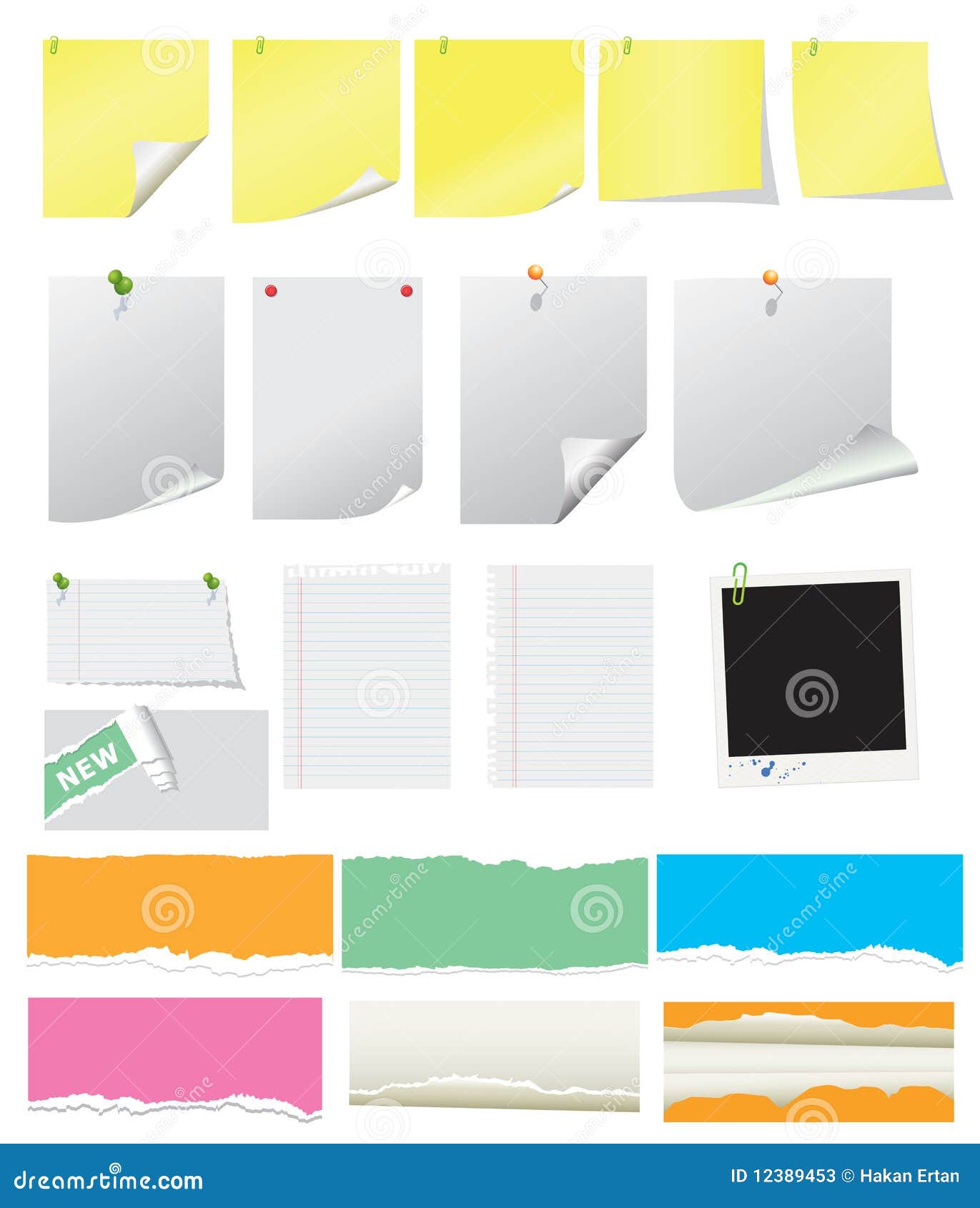 Notes and ripped papers stock illustration. Illustration of note - 12389453