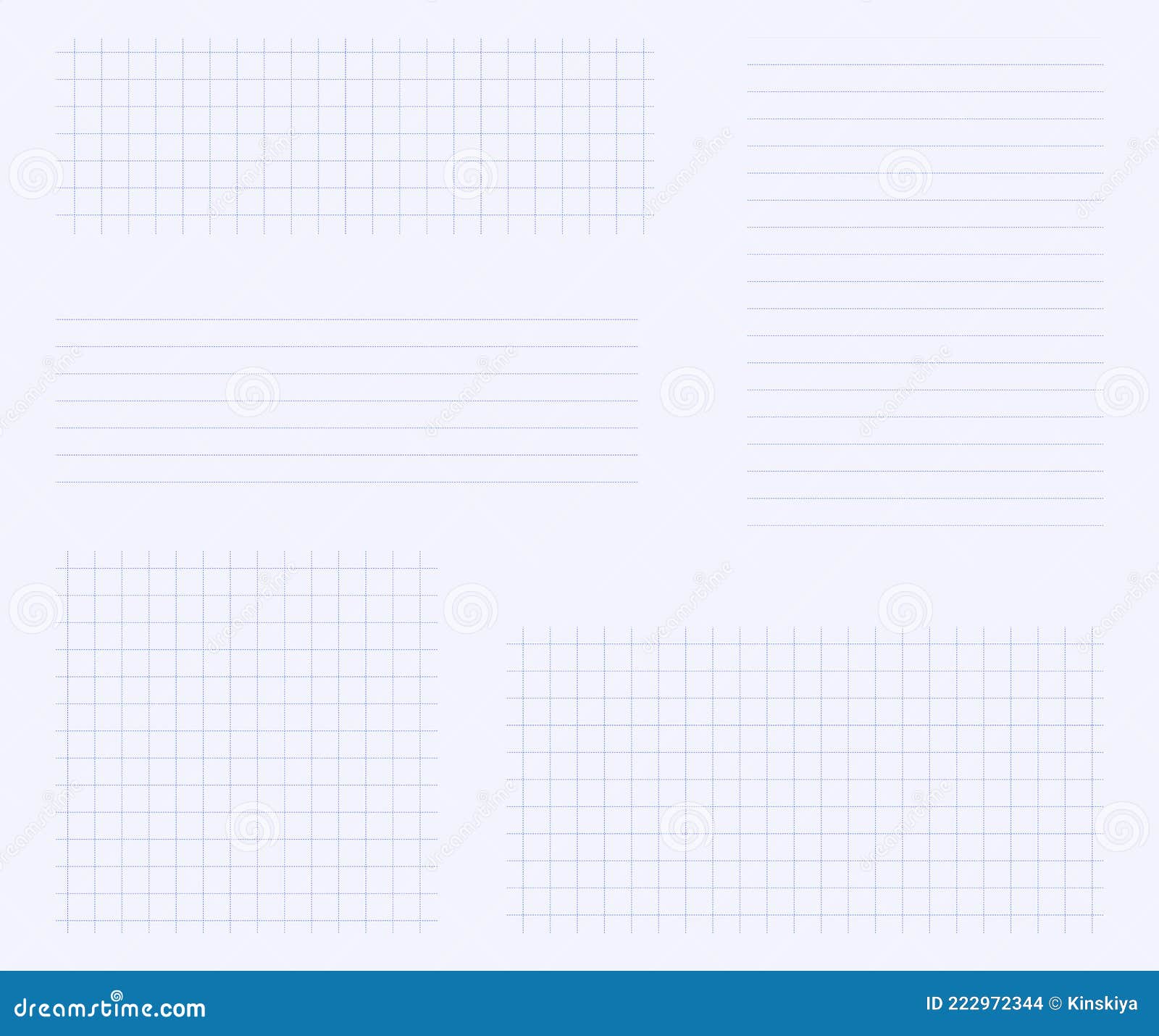 Horizontal Ruled, Lined, Gridded, Checkered Grid, Dotted And Empty ...
