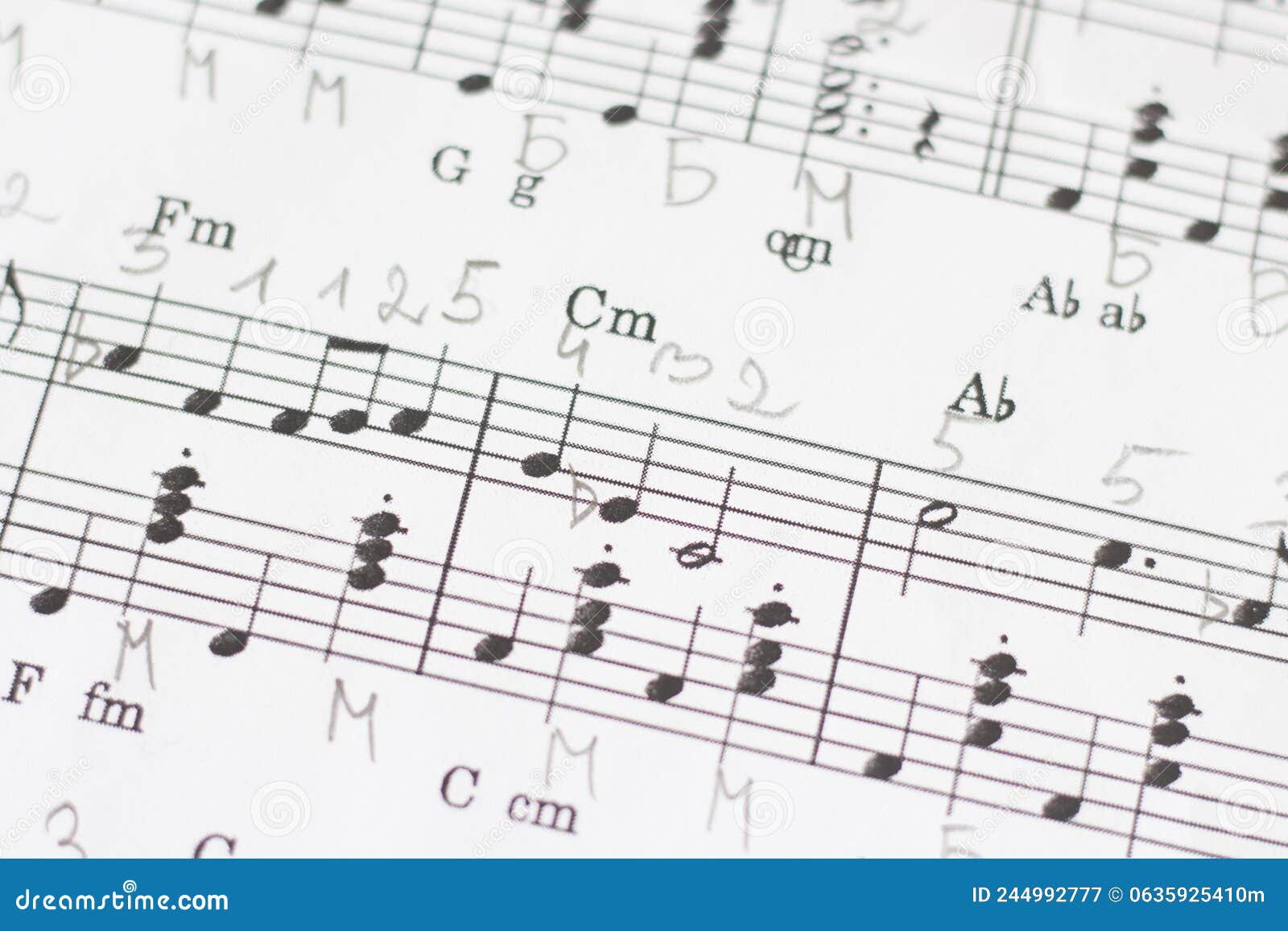 Notes on sheet music stock image. Image of melody, sign - 244992777