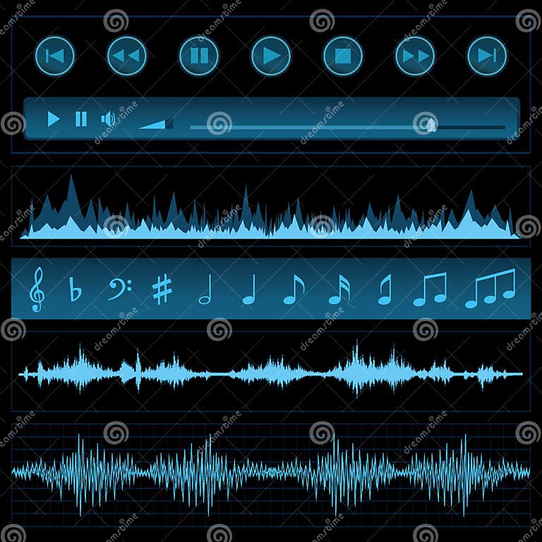 Notes and sound waves stock vector. Illustration of soundwaves - 30269476