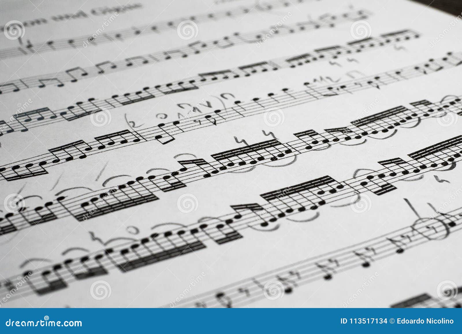 Notes on Staff Sheet for Student Stock Photo - Image of document ...