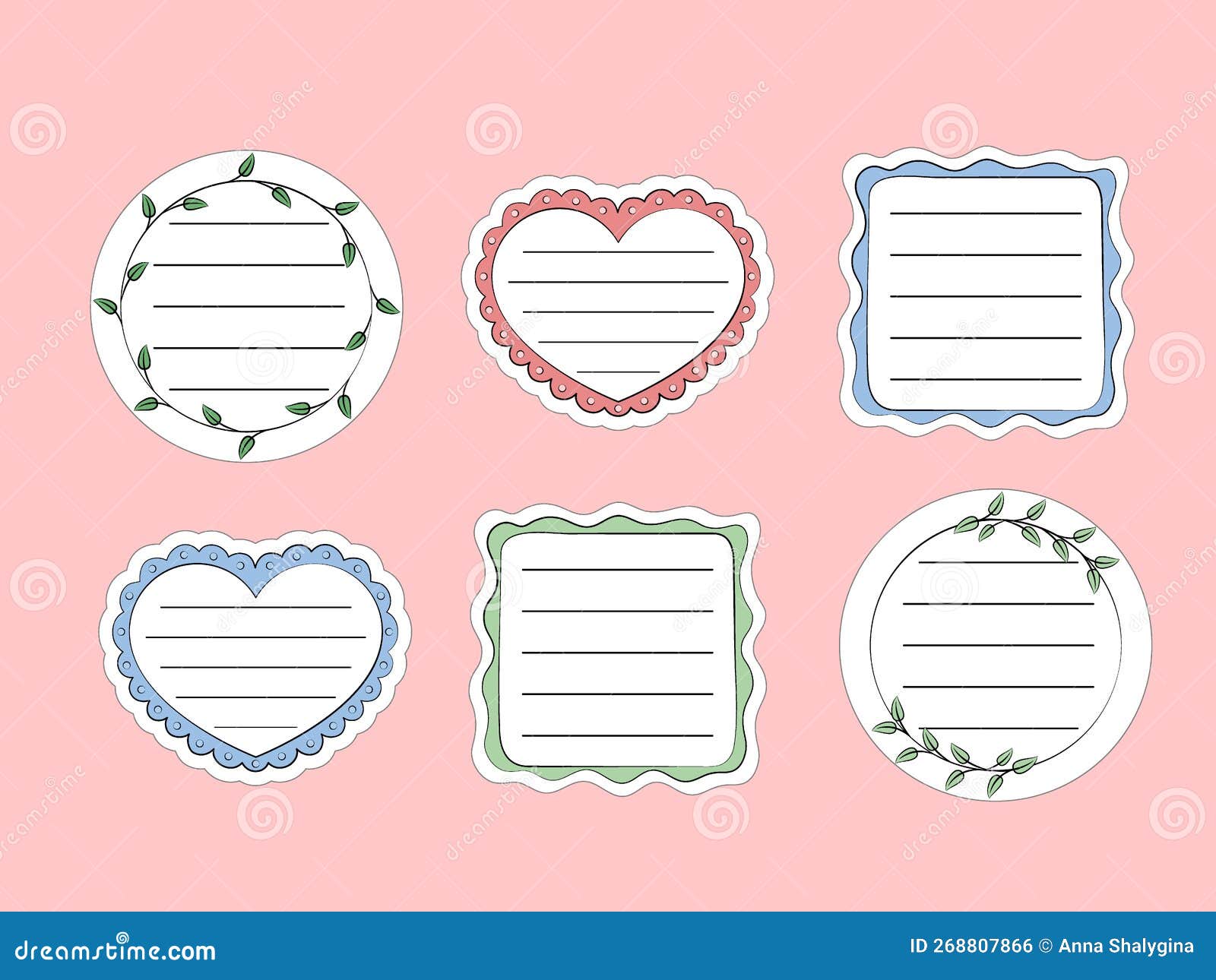 Notes Stickers Pack. Vector Illustration Of Cute Hand Drawn Paper Notes ...