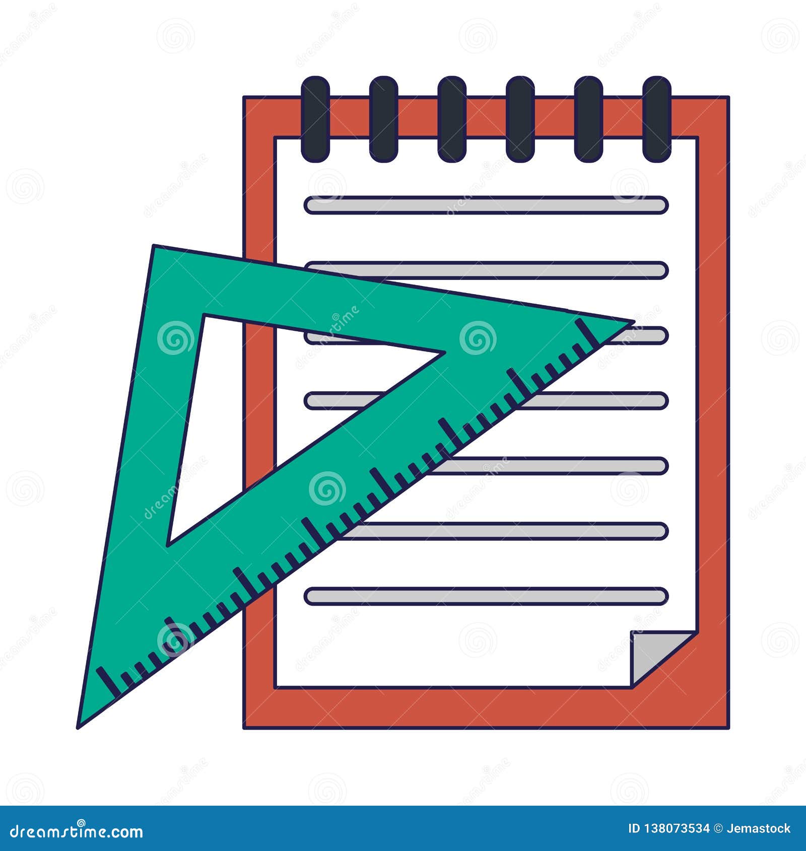 Notes with triangle ruler stock vector. Illustration of background ...