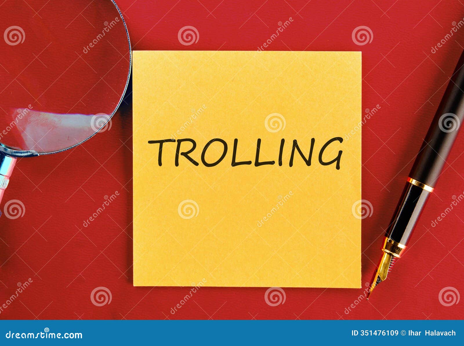 Notes on Trolling Written on a Yellow Sticky Note beside a Magnifying ...