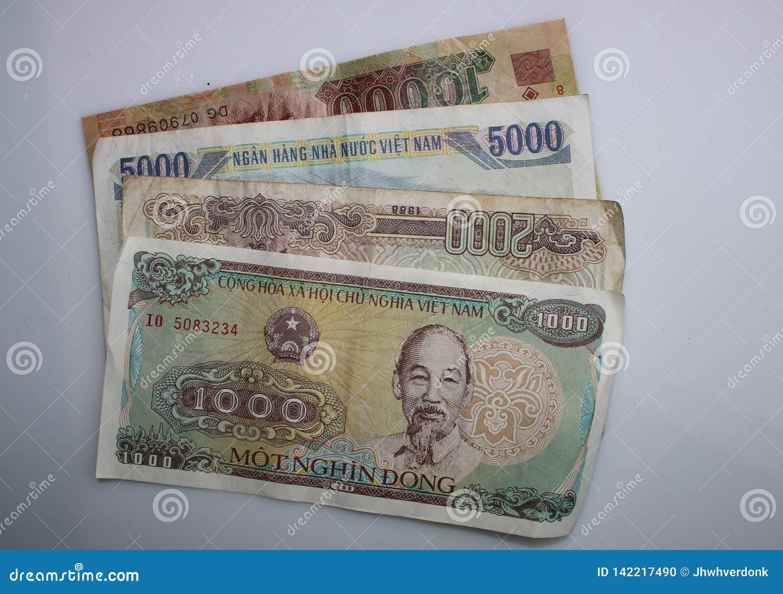 1000, 2000, 5000 and 10000 Notes from Vietnam on a White Background ...