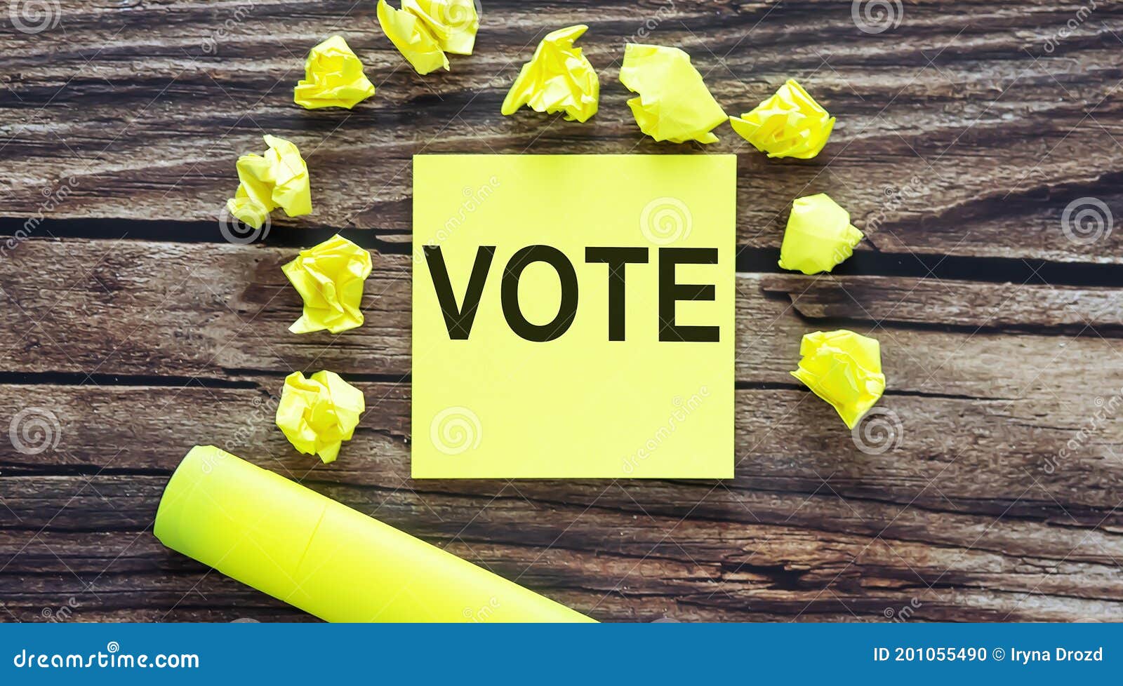 Notes about VOTE ,concept on the Yellow Stickers Stock Photo - Image of ...