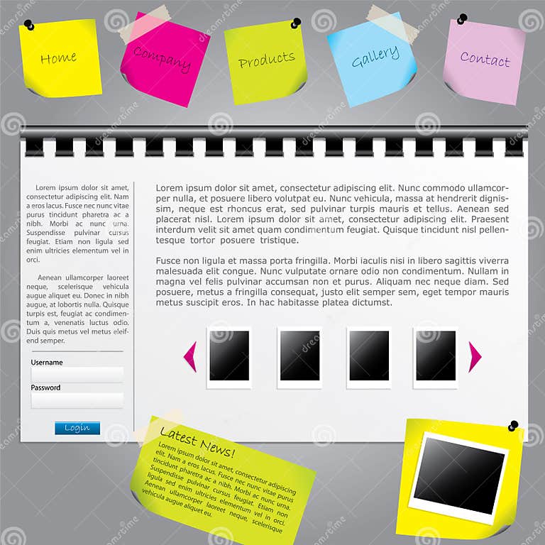 Notes website template stock vector. Illustration of creative - 17349869