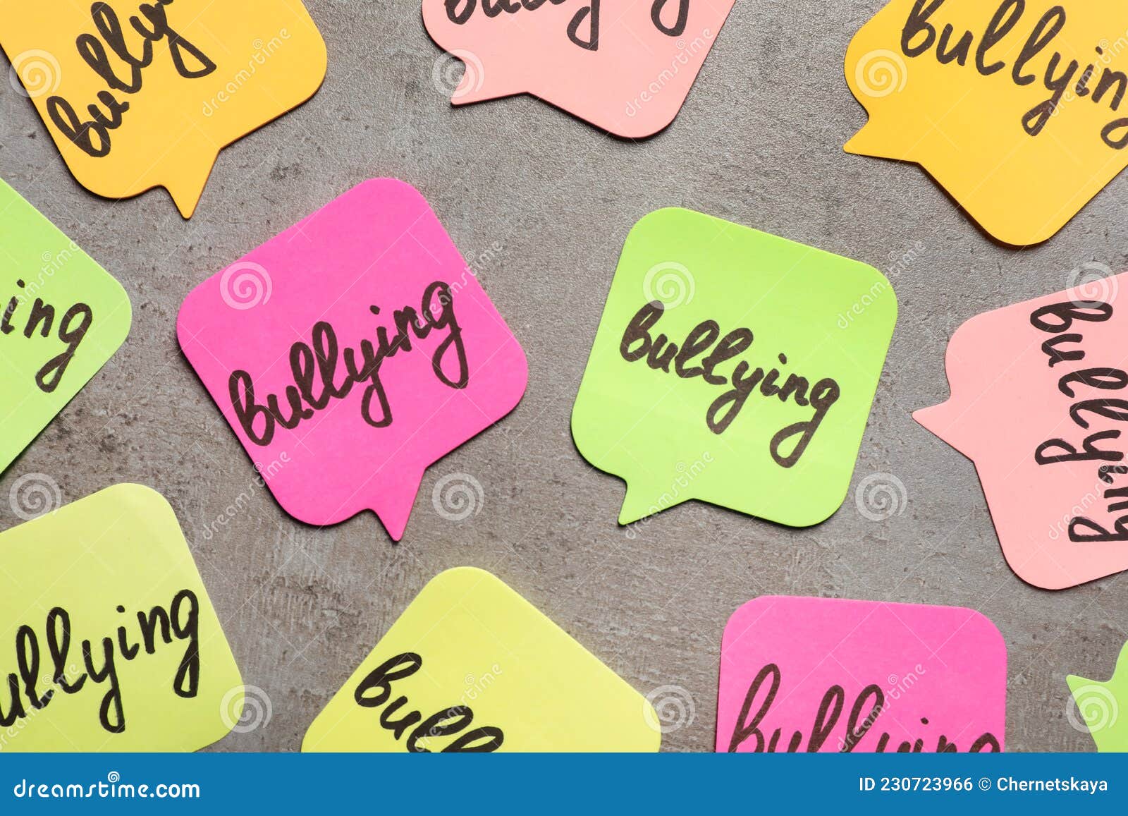 Notes with Word Bullying on Grey Table, Flat Lay Stock Photo - Image of ...