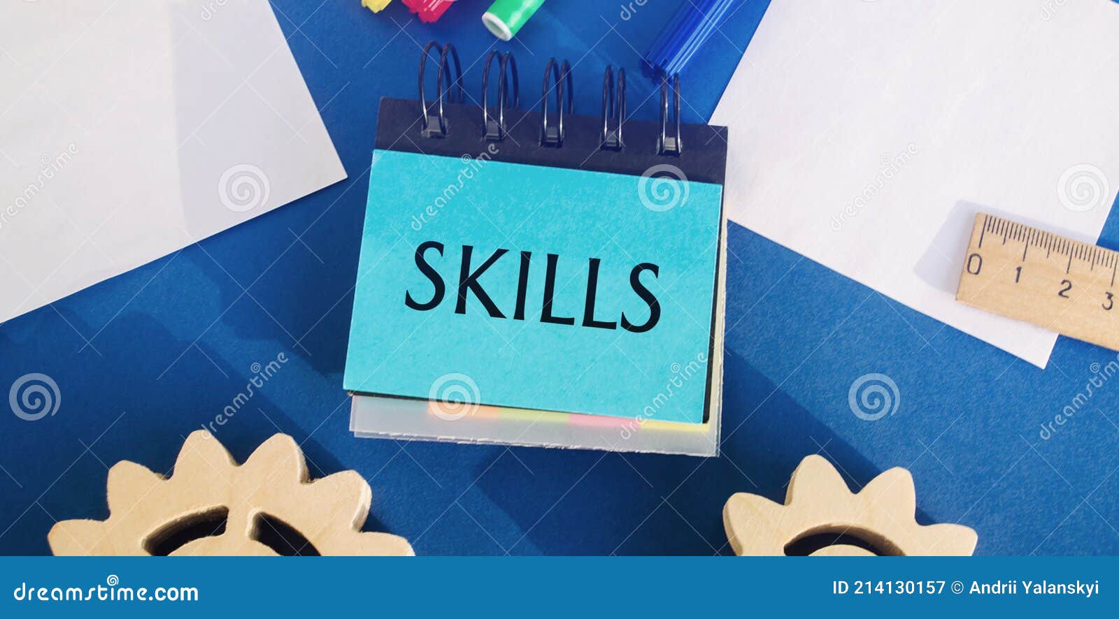 Notes with the Word Skills on a Blue Background. Knowledge and Skill ...