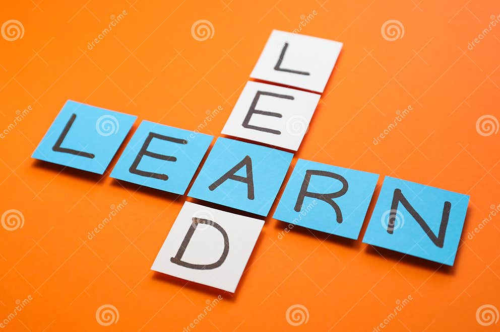 Notes with Words Lead and Learn on Orange Background Stock Photo ...
