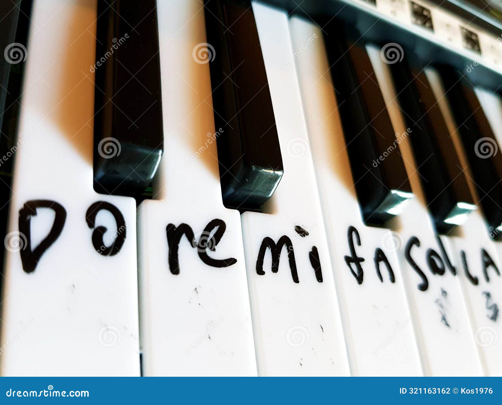 Notes Written in Letters on Piano Keys Stock Photo - Image of concert ...