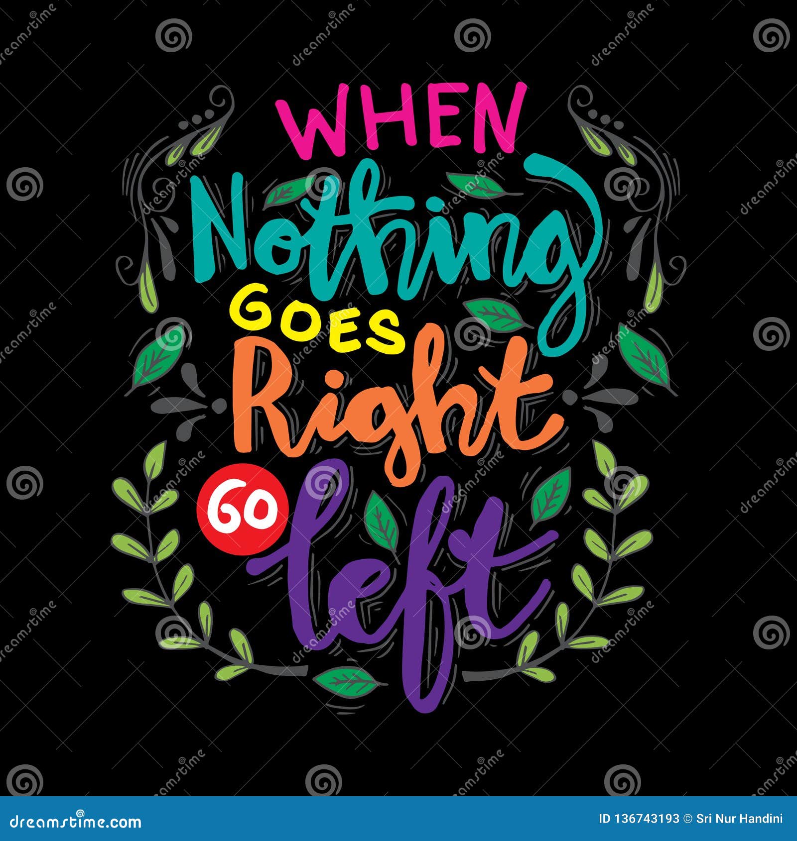 When Nothing Goes Right Go Left. Stock Illustration - Illustration of ...