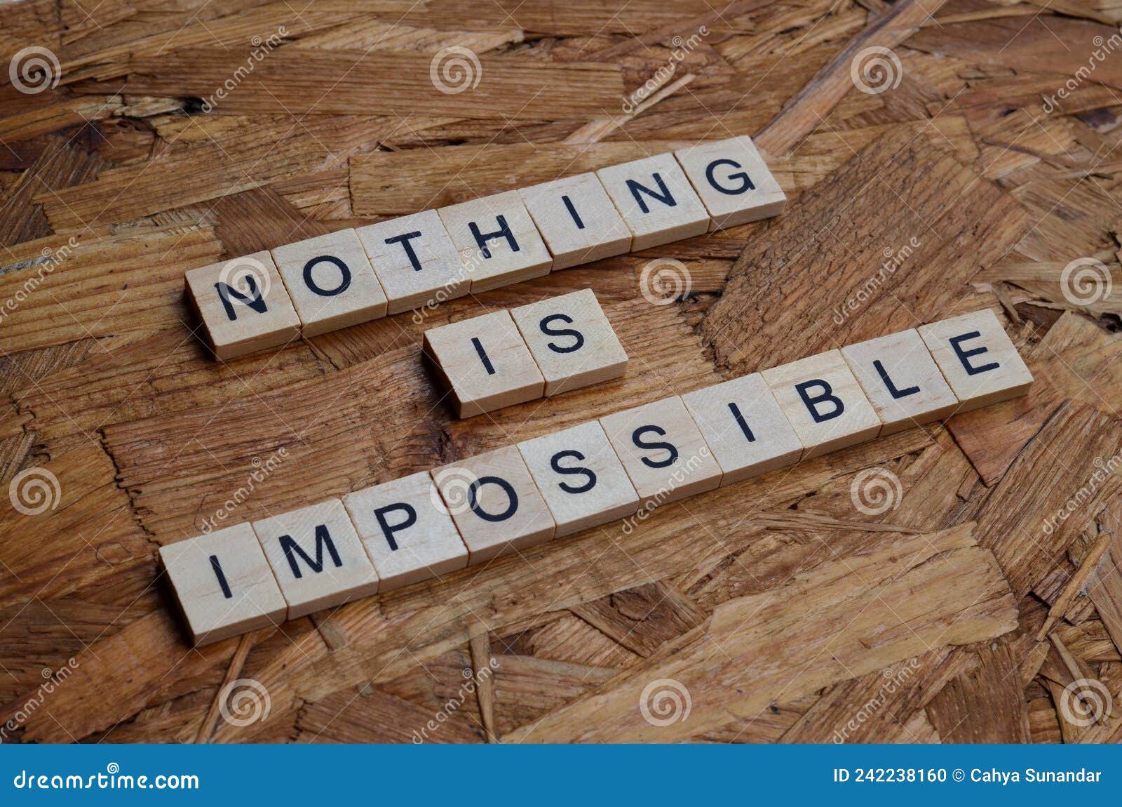 Nothing is Impossible Text on Wooden Square, Business and Motivation ...