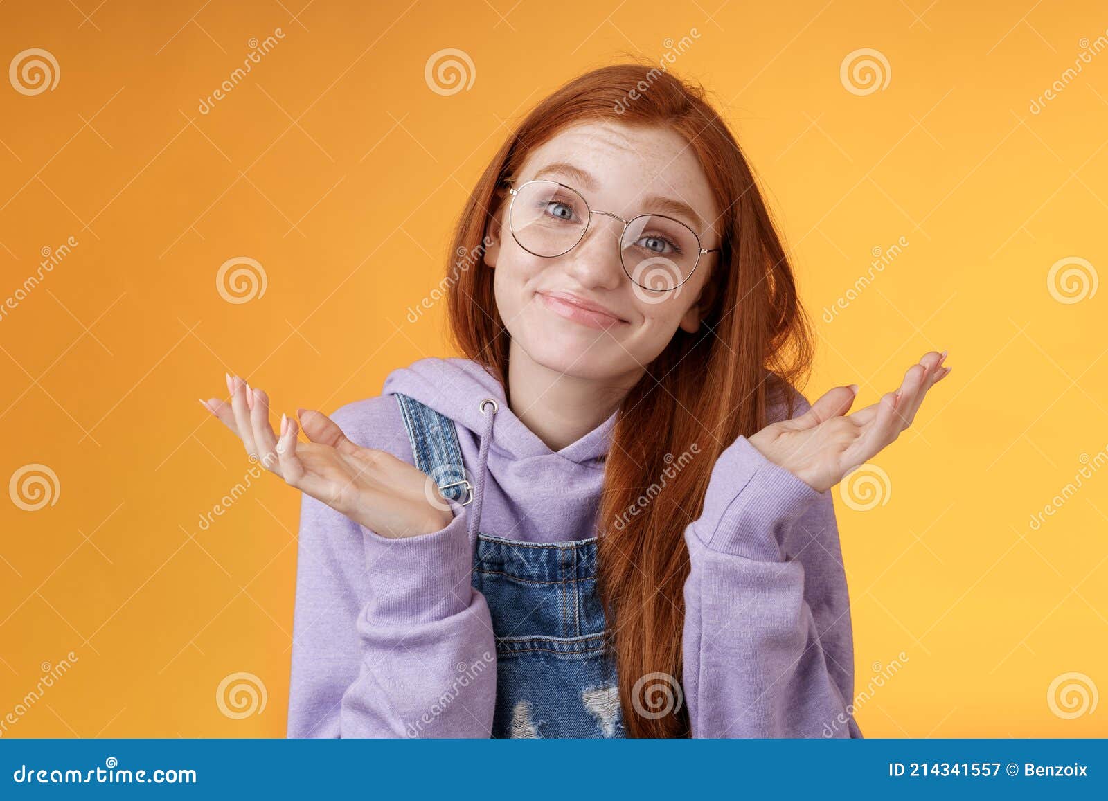 Nothing Much Attractive Silly Unsure Carefree Redhead Unbothered Cute Female Wearing Geek