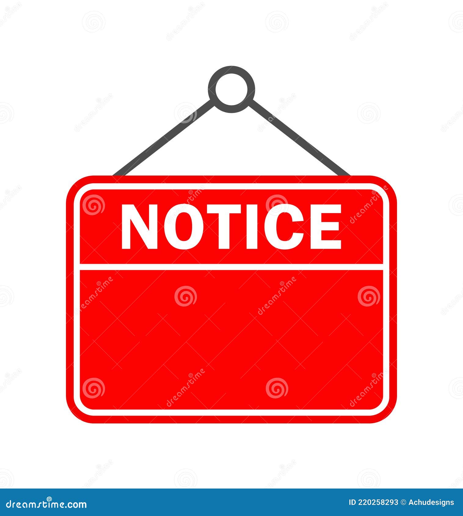 Notice hanging signboard stock vector. Illustration of frame - 220258293