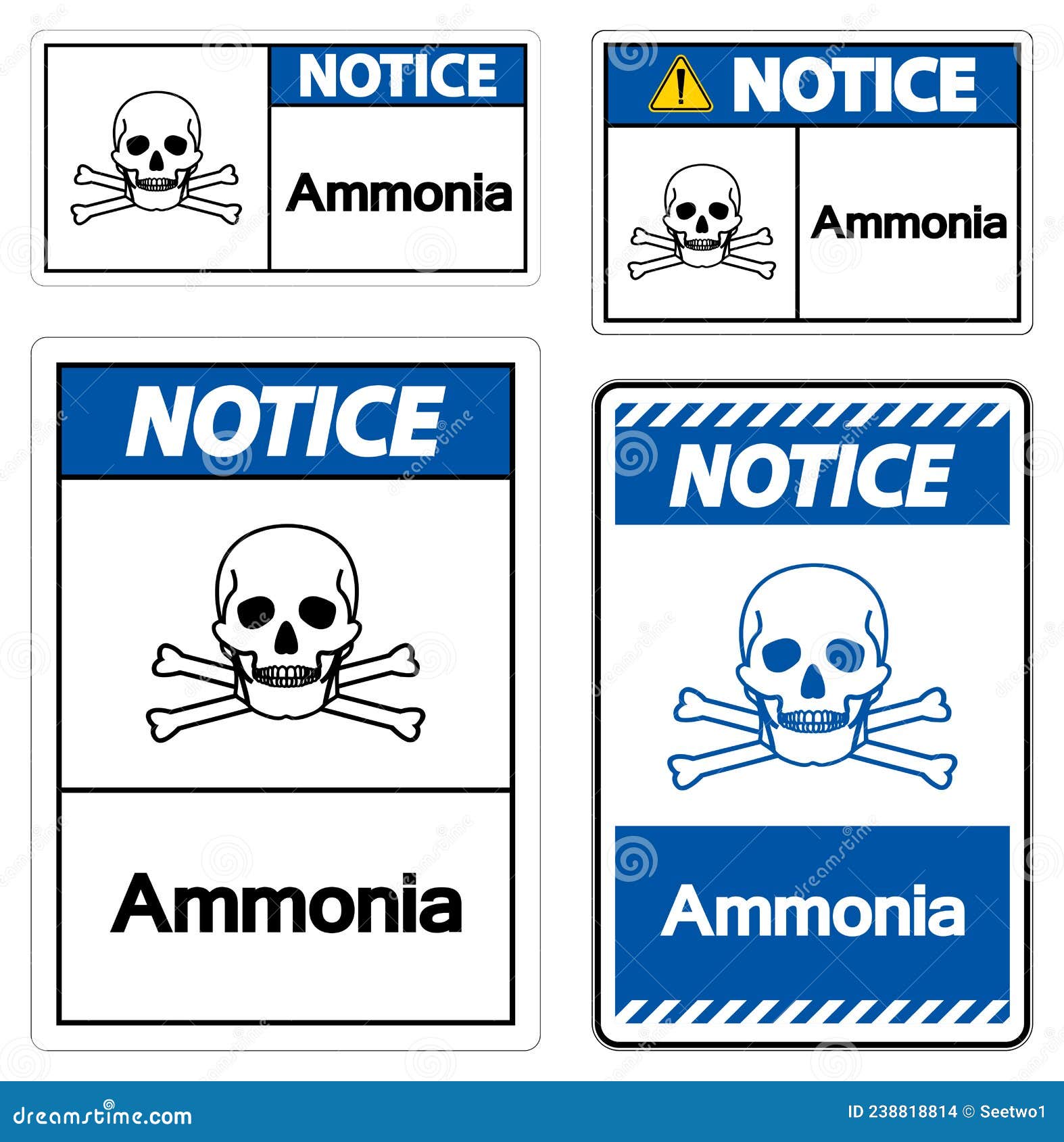 Notice Ammonia Symbol Sign on White Background Stock Vector ...