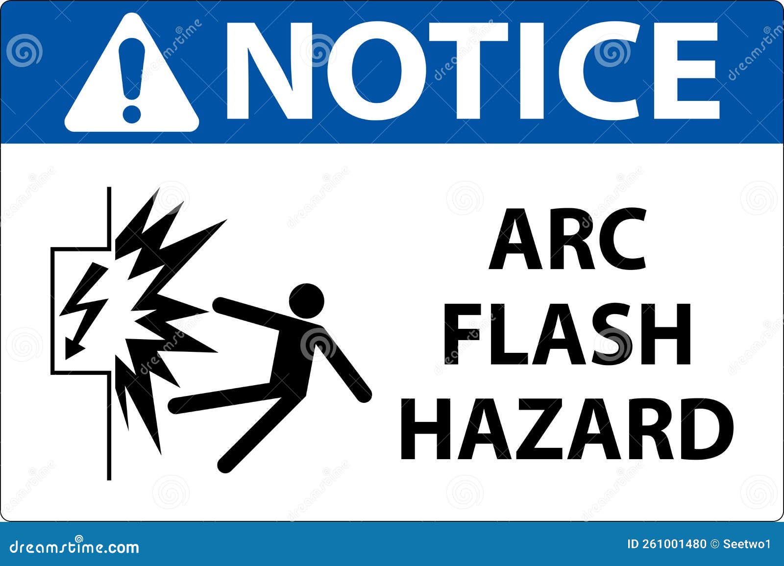 Notice Arc Flash Hazard Sign on White Background Stock Vector ...