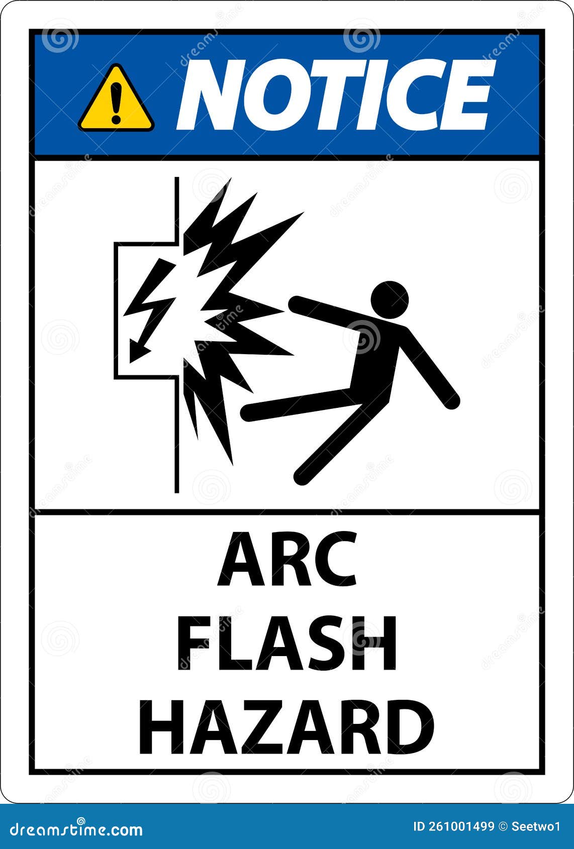Notice Arc Flash Hazard Sign on White Background Stock Vector ...