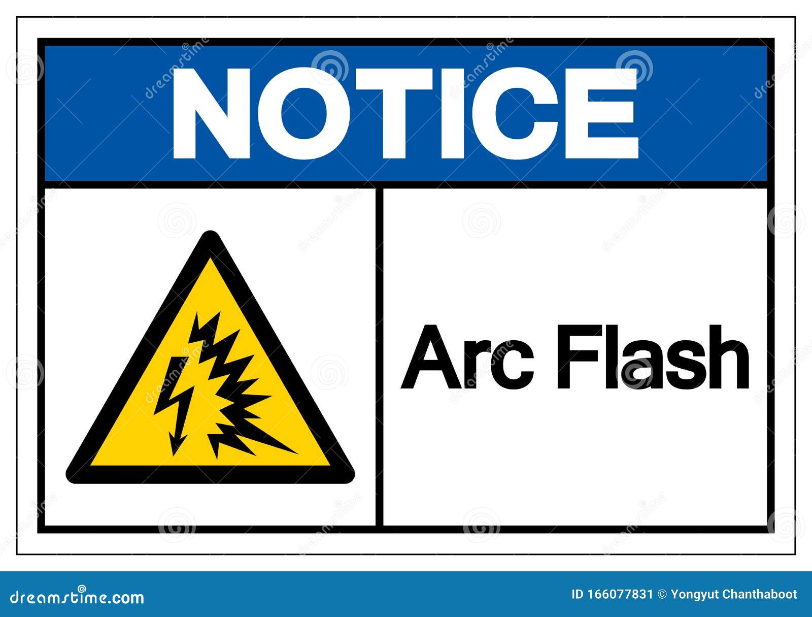 Notice Arc Flash Symbol Sign, Vector Illustration, Isolate on White ...