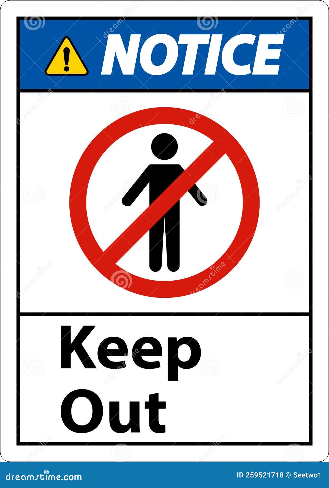 Notice Area Keep Out Sign on White Background Stock Vector ...