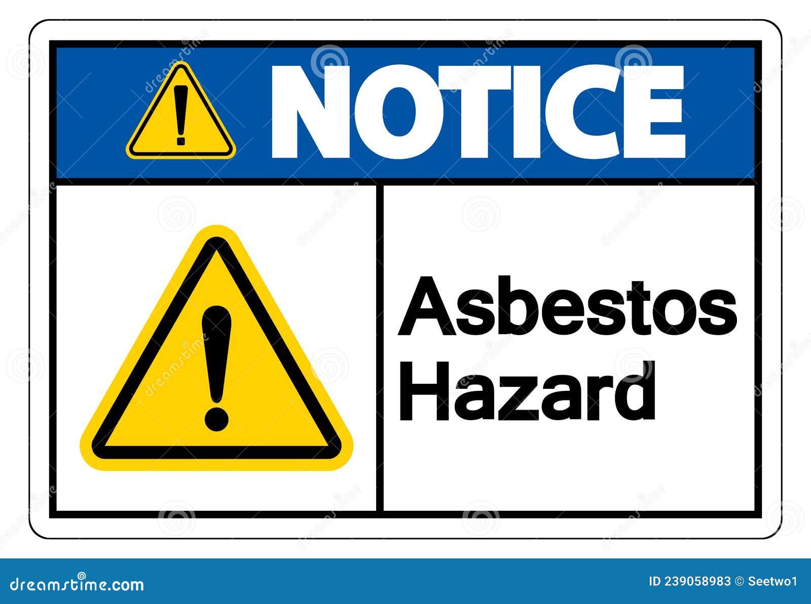 Notice Asbestos Hazard Symbol Sign on White Background Stock Vector ...