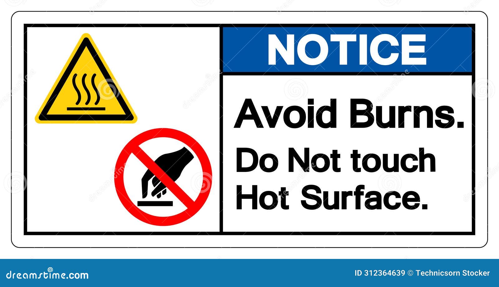 Notice Avoid Burns Do Not Touch Hot Surface Symbol Sign, Vector ...