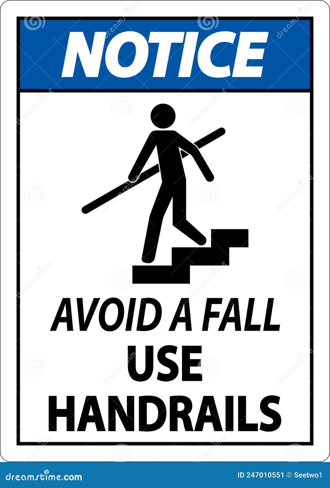 Use Handrails To Avoid A Fall - Caution Of Stairway Vector Illustration ...