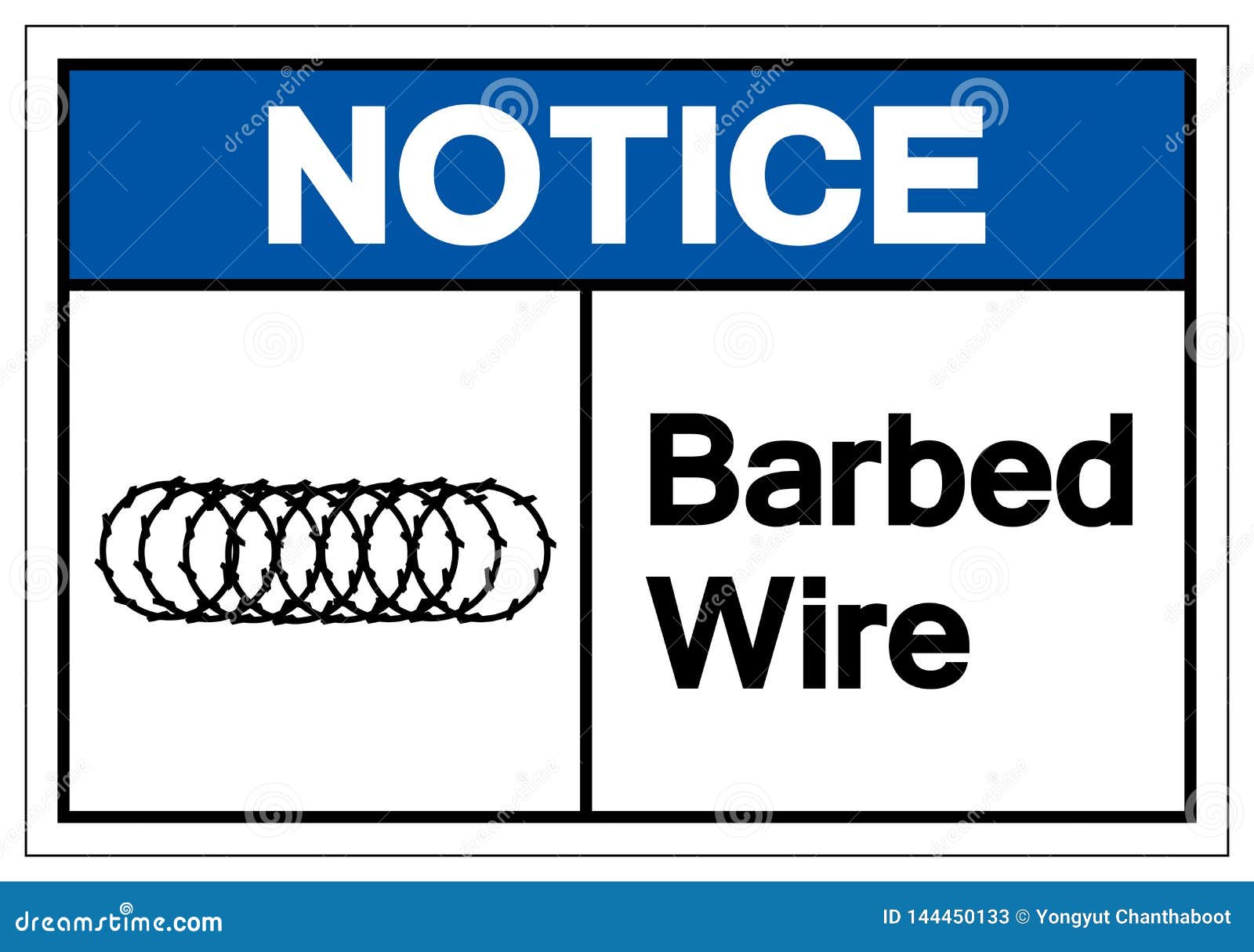 Notice Barbed Wire Symbol Sign, Vector Illustration, Isolate on White ...