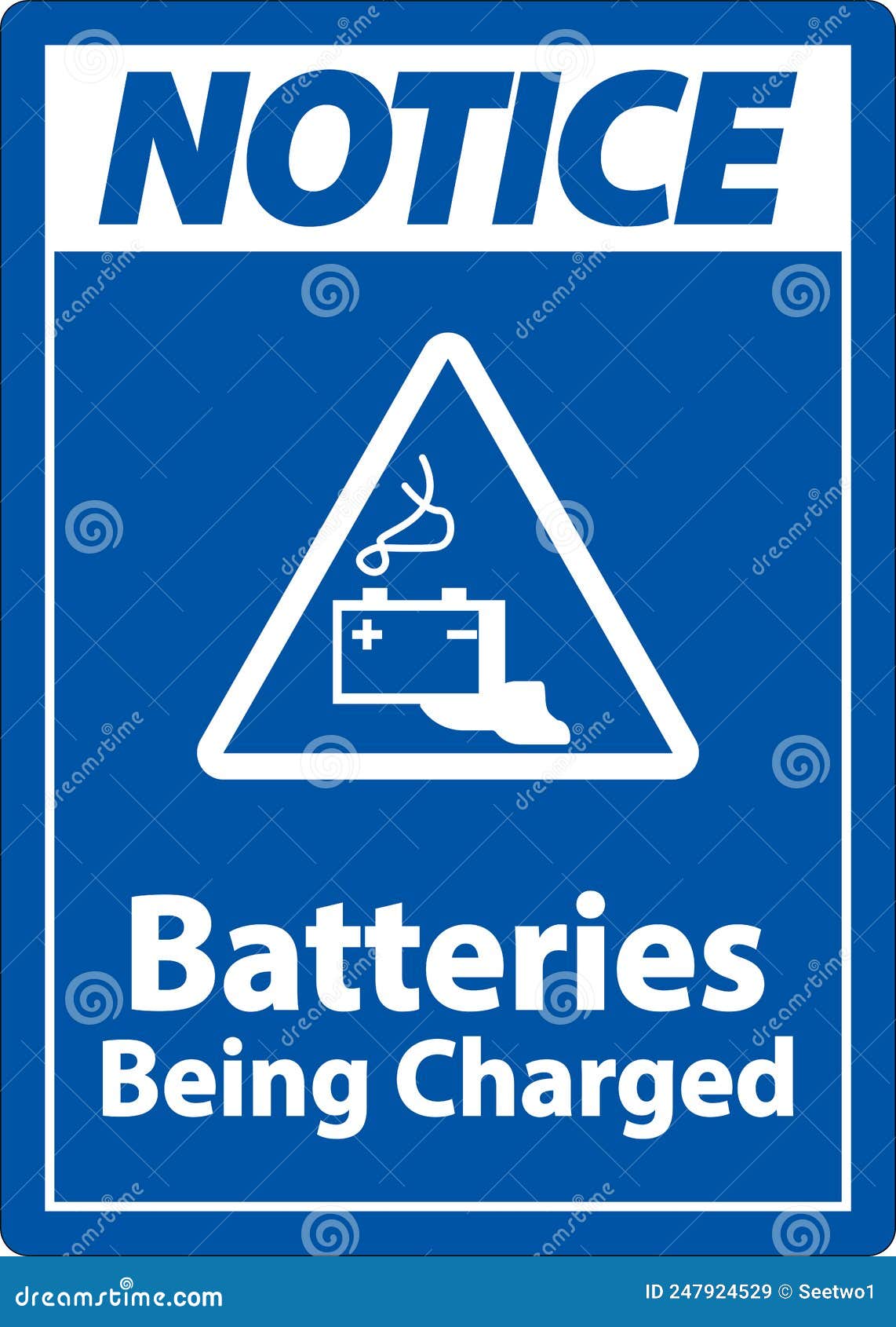 Notice Batteries Being Charged Sign on White Background Stock Vector ...