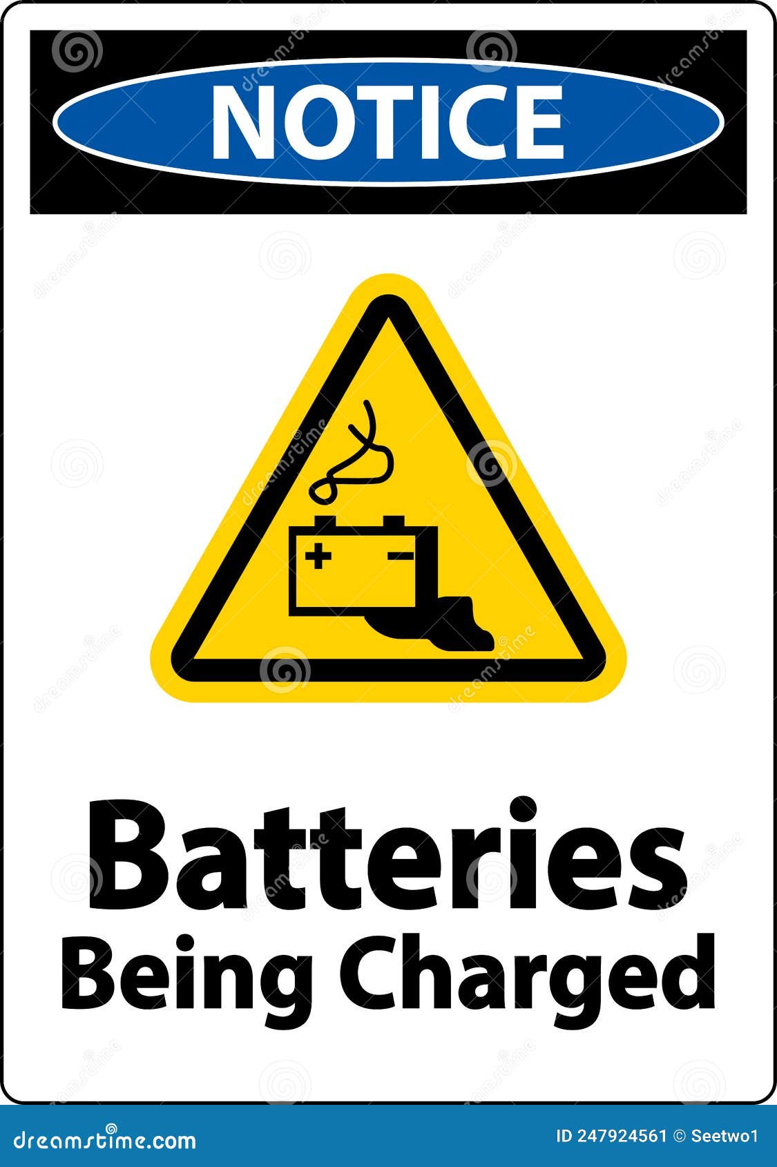 Notice Batteries Being Charged Sign on White Background Stock Vector ...