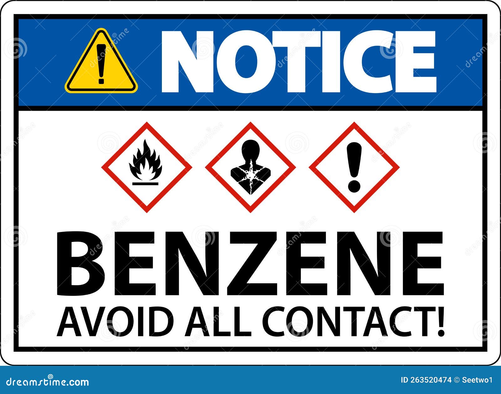 Notice Benzene Avoid All Contact GHS Sign on White Background Stock ...