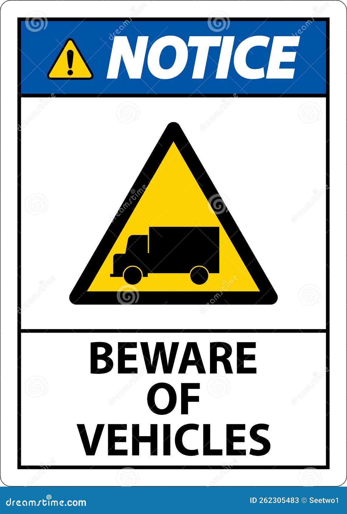 Notice Beware Of Vehicles Symbol Sign, Vector Illustration, Isolated On ...