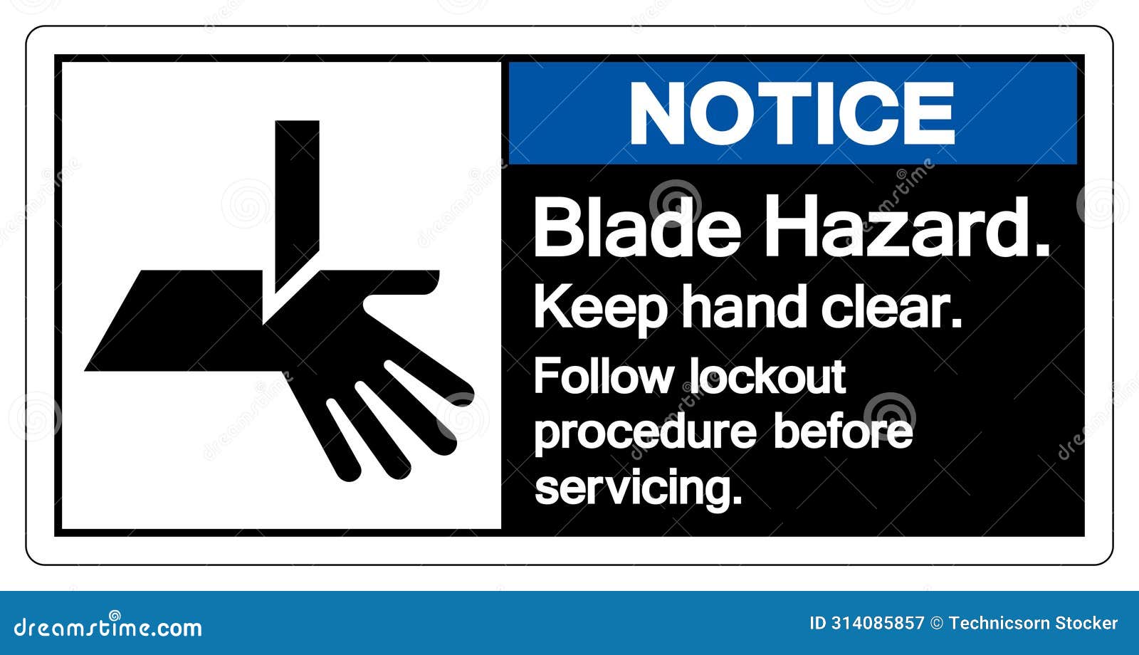 Notice Blade Hazard Keep Hand Clear Follow Lockout Procedure before ...